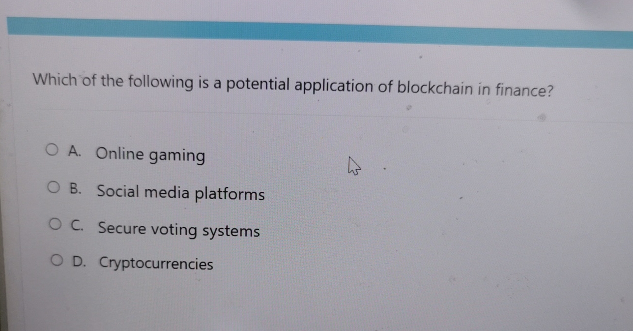 Solved Which of the following is a potential application of | Chegg.com