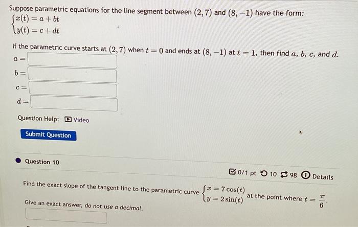 Solved Suppose parametric equations for the line segment | Chegg.com