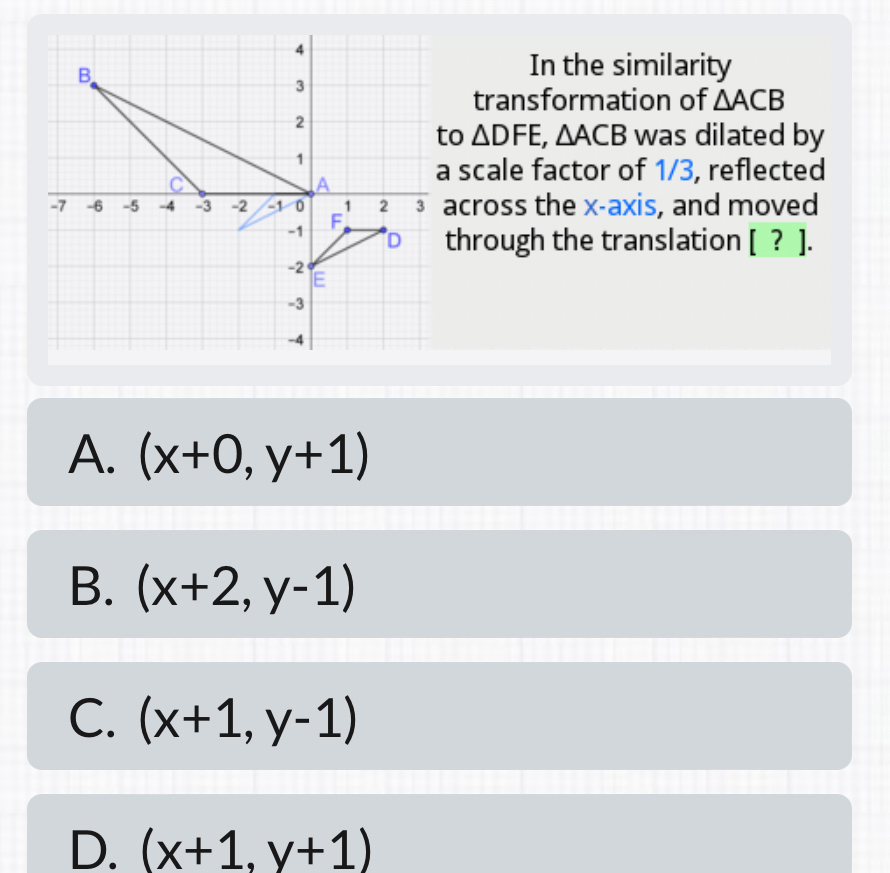 Solved In the similarity transformation of ????ACB ﻿to | Chegg.com