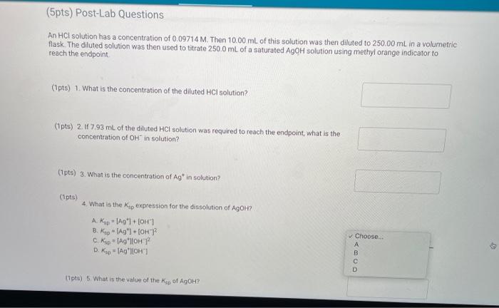 Solved (9pts) Calculations Use the data collected above to | Chegg.com