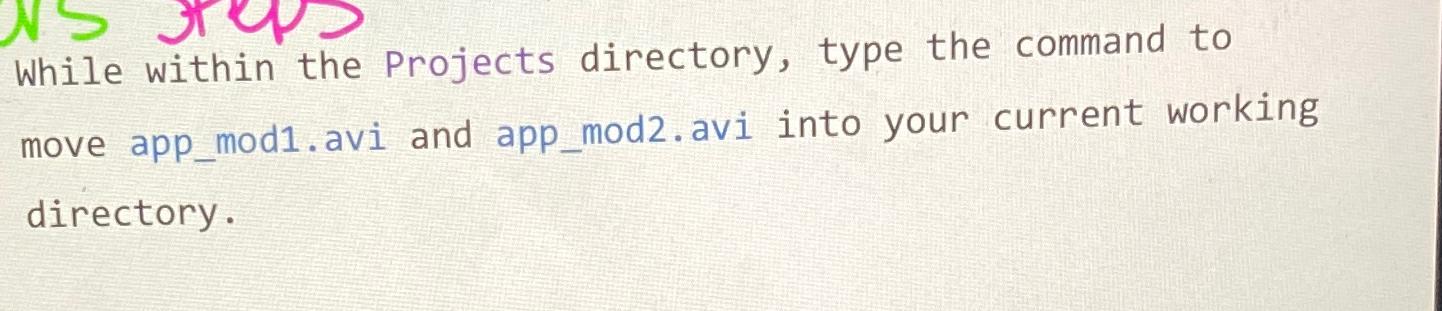 Solved While within the Projects directory, type the command | Chegg.com