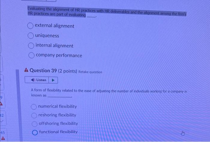 Solved Evaluating the alignment of HR practices with HR | Chegg.com