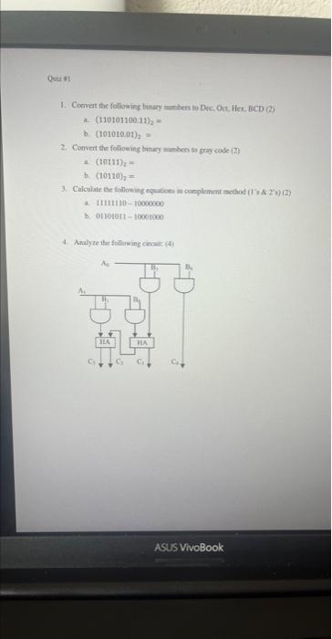 Solved 1. Convert the following birary naters to Dee, Ort. | Chegg.com
