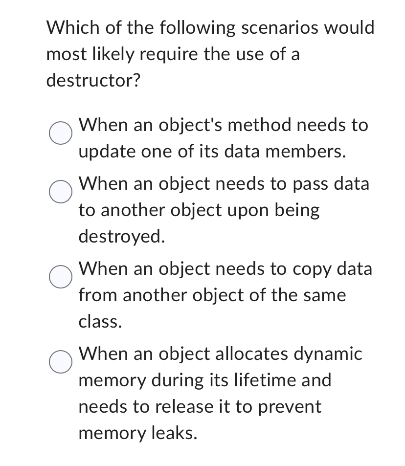 Solved Which of the following scenarios would most likely | Chegg.com