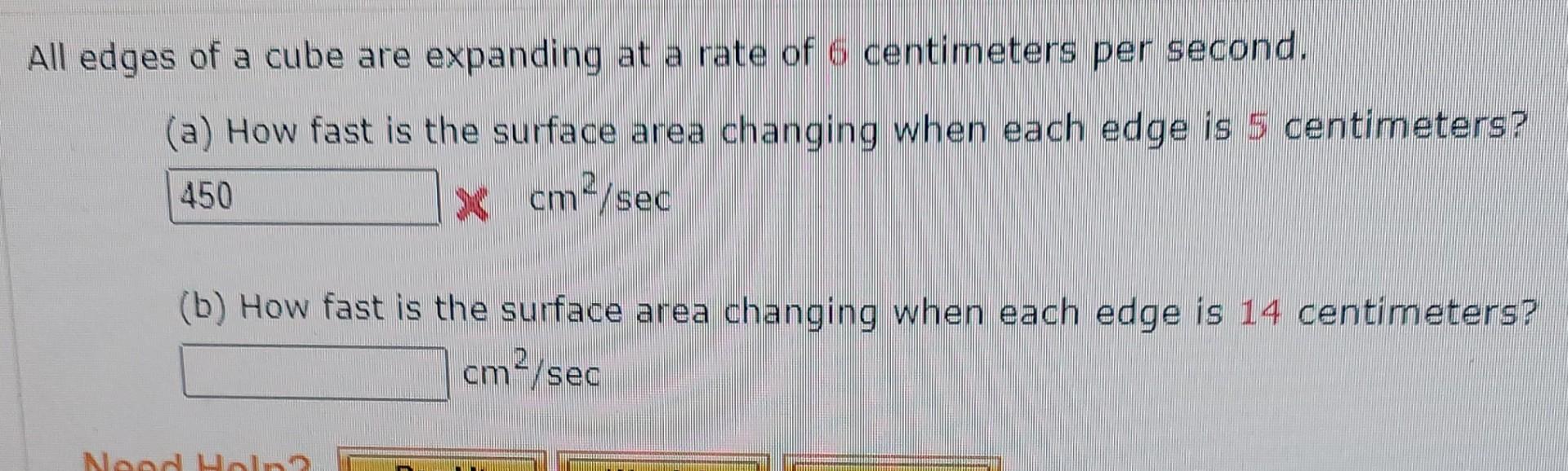 Solved All edges of a cube are expanding at a rate of 6 | Chegg.com
