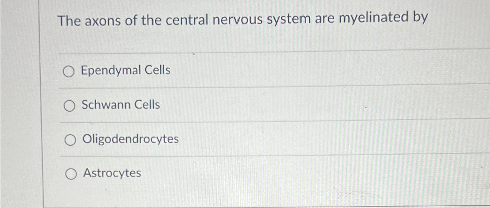 Solved The axons of the central nervous system are | Chegg.com