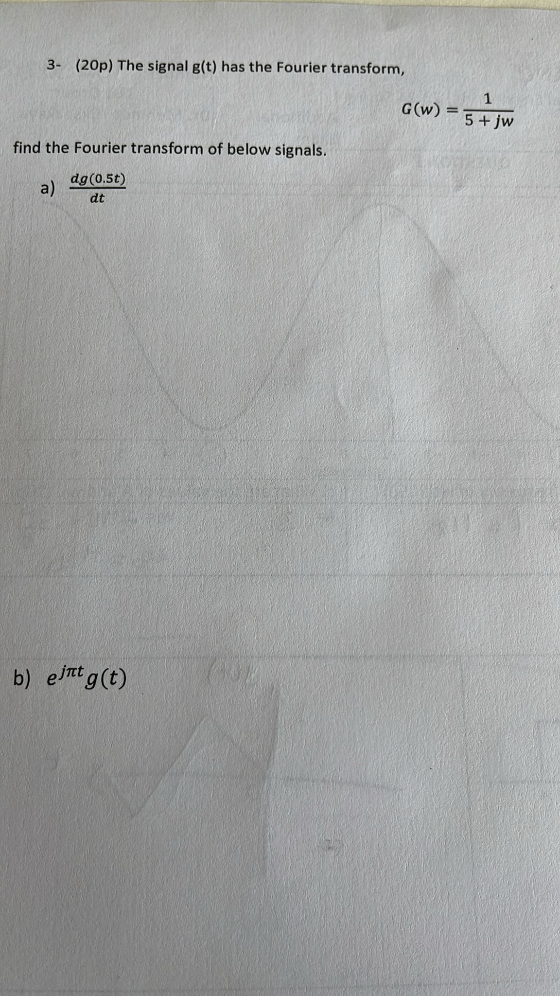 Solved 3- (20p) ﻿The signal g(t) ﻿has the Fourier | Chegg.com