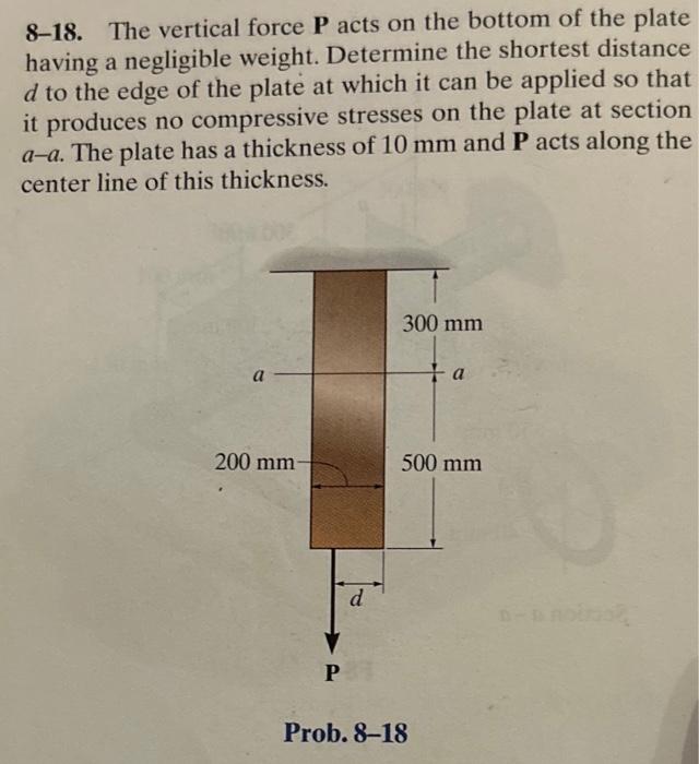Solved 8-18. The vertical force P acts on the bottom of the | Chegg.com