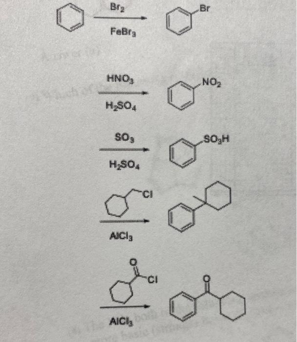 Solved Br2 Br o FeBea HNO, NO2 o H2SO4 So, SOCH H2SO4 AICI | Chegg.com