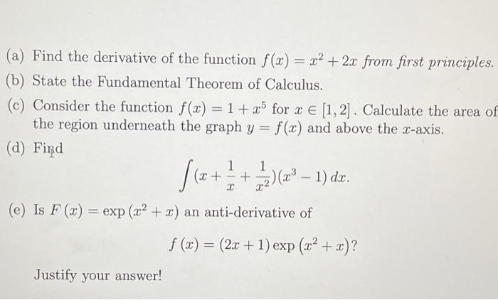 Solved (a) Find the derivative of the function f(x)=x2+2x | Chegg.com