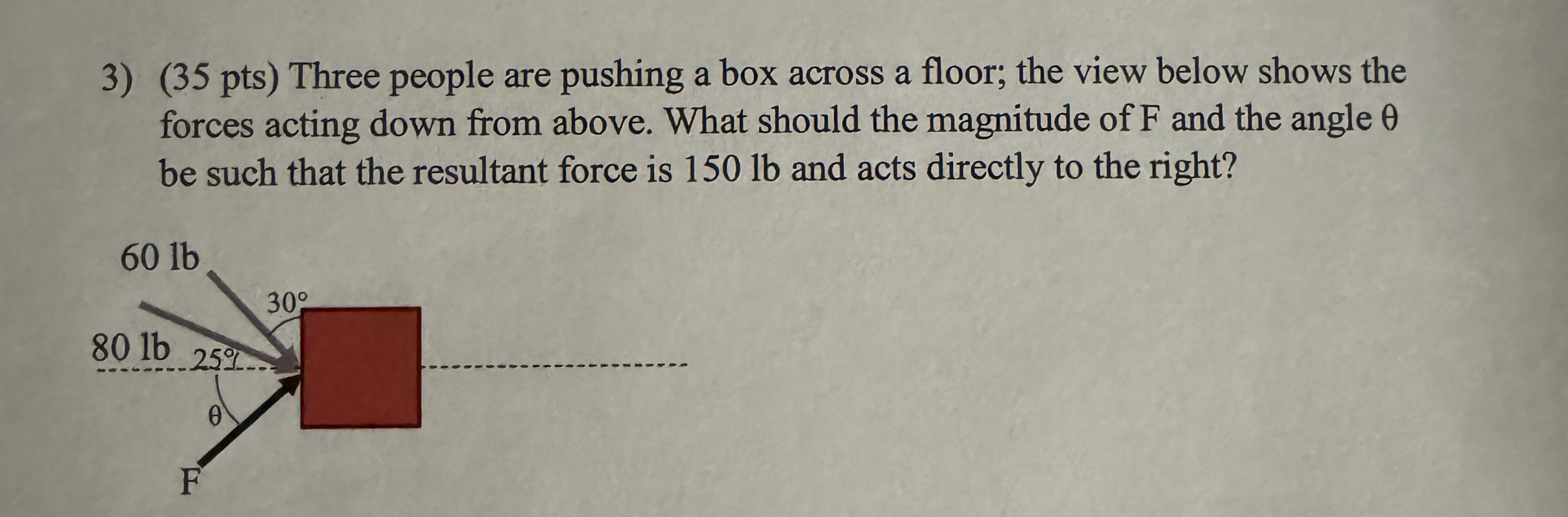 Solved ( 35 ﻿pts ) ﻿Three people are pushing a box across a | Chegg.com