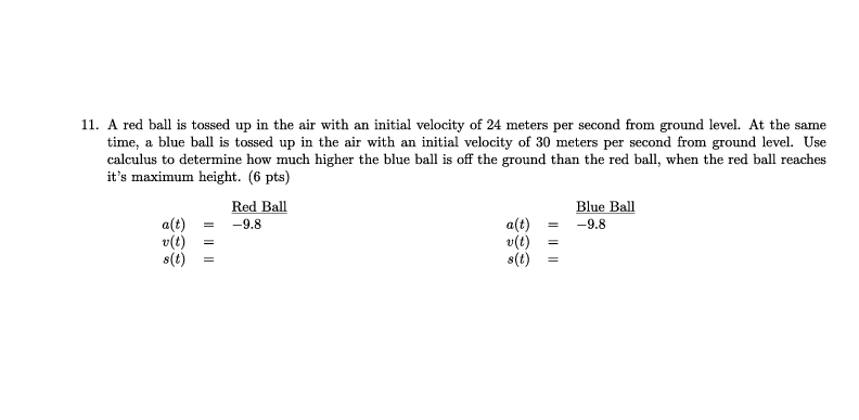 Solved A red ball is tossed up in the air with an initial | Chegg.com