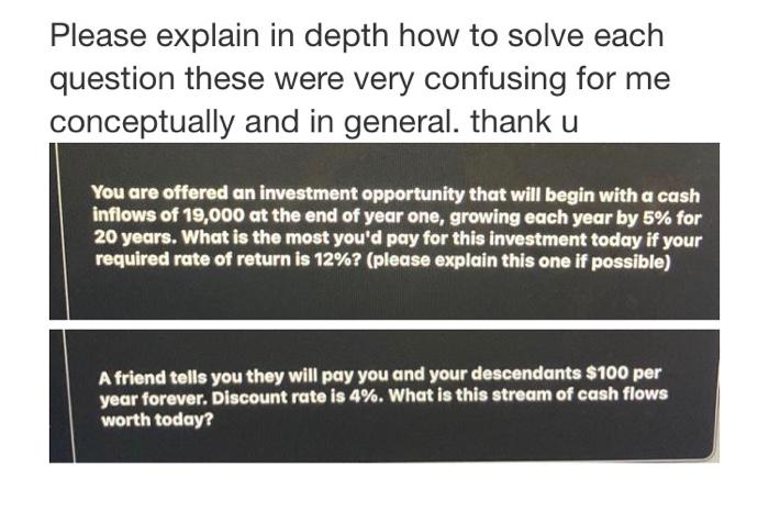 Solved Please explain in depth how to solve each question | Chegg.com