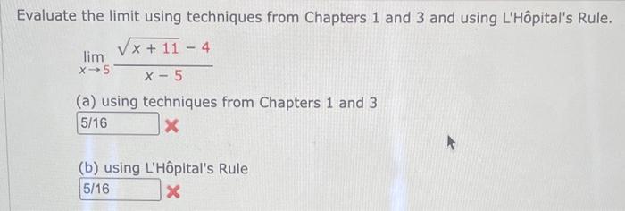 Solved Evaluate the limit using techniques from Chapters 1 | Chegg.com