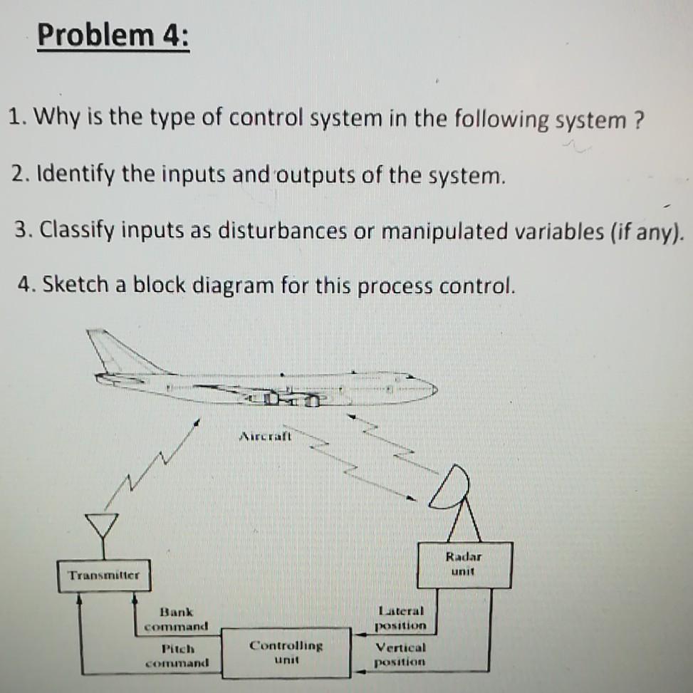 Solved Problem 4: 1. Why is the type of control system in | Chegg.com