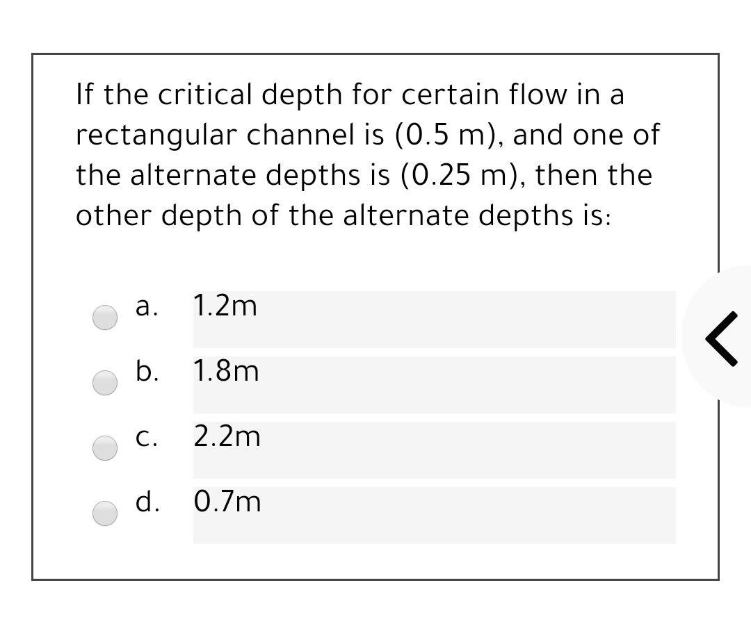 Solved If the critical depth for certain flow in a | Chegg.com