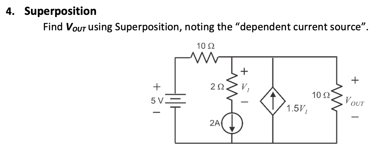 Solved SuperpositionFind Vout ﻿using Superposition, noting | Chegg.com