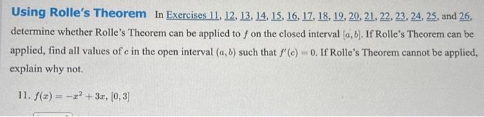 Solved Using Rolle's Theorem In Exercises 11, 12, 13, 14, | Chegg.com
