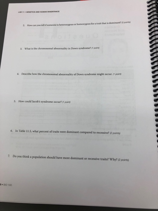 Solved LAB 11. GENETICS AND HUMAN INHERITANCE How can you | Chegg.com