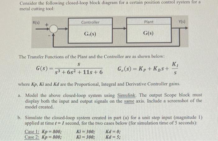 Solved Consider the following closed-loop block diagram for | Chegg.com