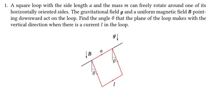 Solved 1. A square loop with the side length a and the mass | Chegg.com