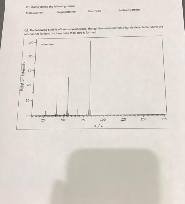 Solved Q1. Briefly define the following terms: Molecular ion | Chegg.com