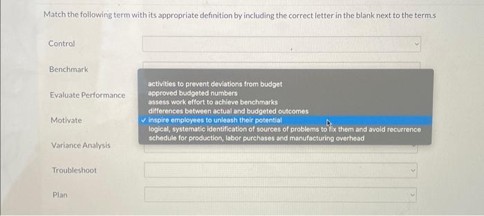 Solved Match the following term with its appropriate | Chegg.com