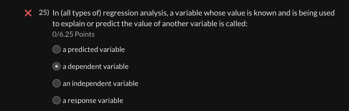 Solved In (all types of) ﻿regression analysis, a variable | Chegg.com