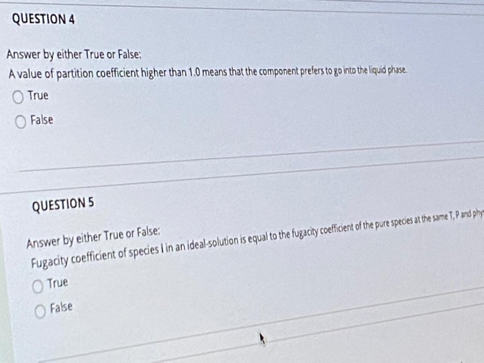 Solved QUESTION 4 Answer by either True or False: A value of | Chegg.com