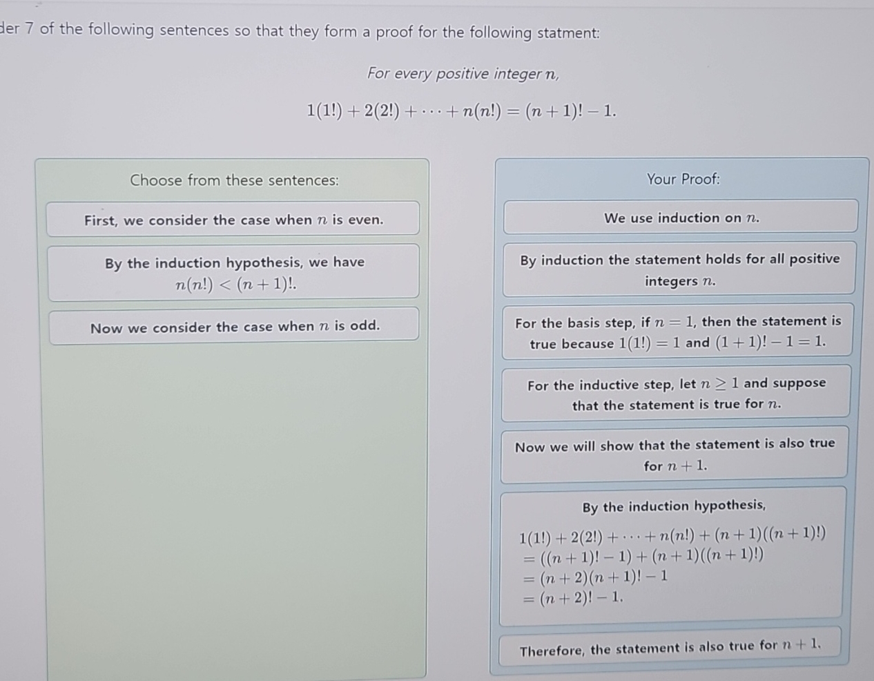 Solved der 7 ﻿of the following sentences so that they form a | Chegg.com