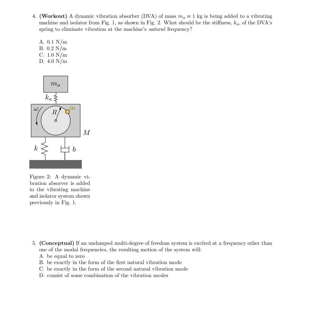 Solved 4. (Workout) A dynamic vibration absorber (DVA) of | Chegg.com
