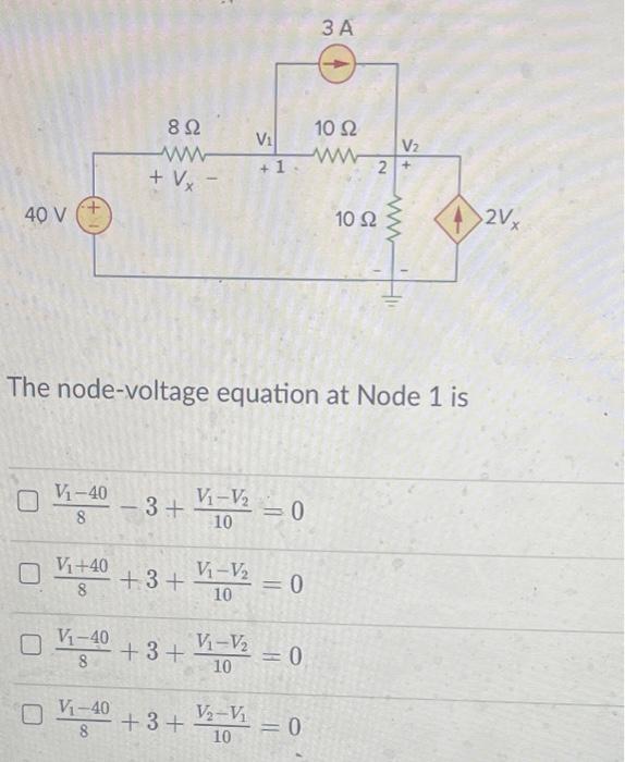 Solved The node-voltage equation at Node 1 is | Chegg.com