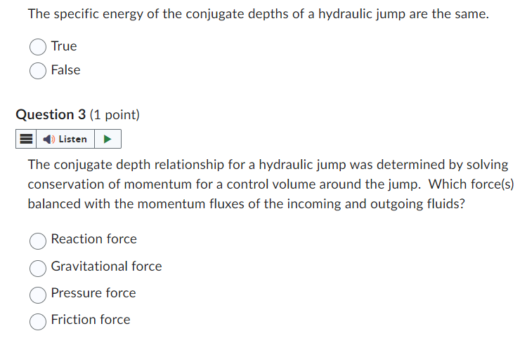 Solved The specific energy of the conjugate depths of a | Chegg.com