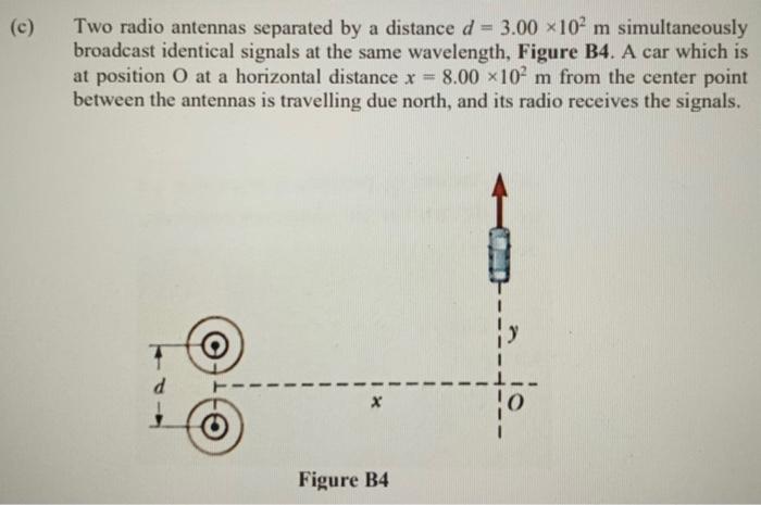Solved (c) Two radio antennas separated by a distance d = | Chegg.com