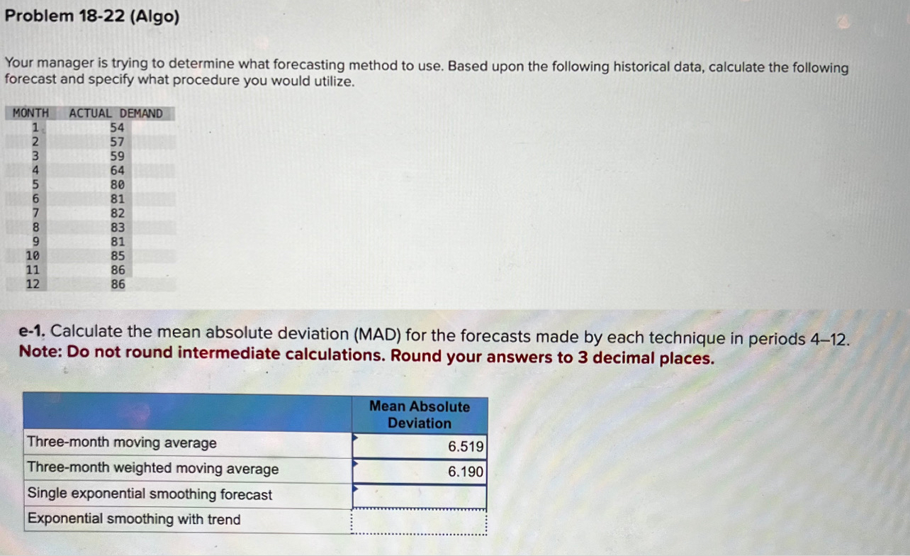 Solved Problem 18-22 (Algo)Your manager is trying to | Chegg.com