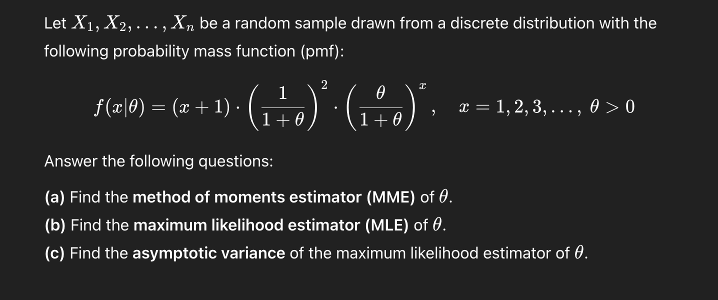 Solved Let x1,x2,dots,xn be ﻿a random sample drawn from a | Chegg.com