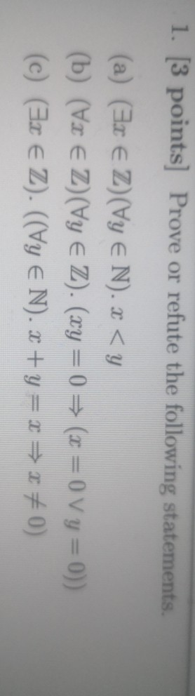 Solved 1. [3 points) Prove or refute the following | Chegg.com