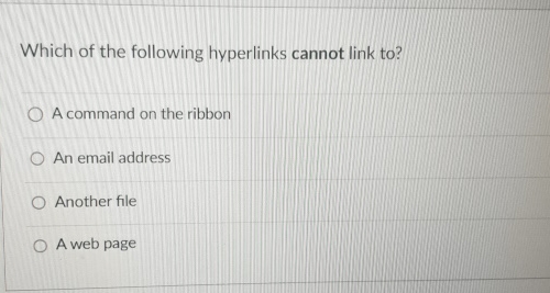 Solved Which of the following hyperlinks cannot link to? ﻿A | Chegg.com