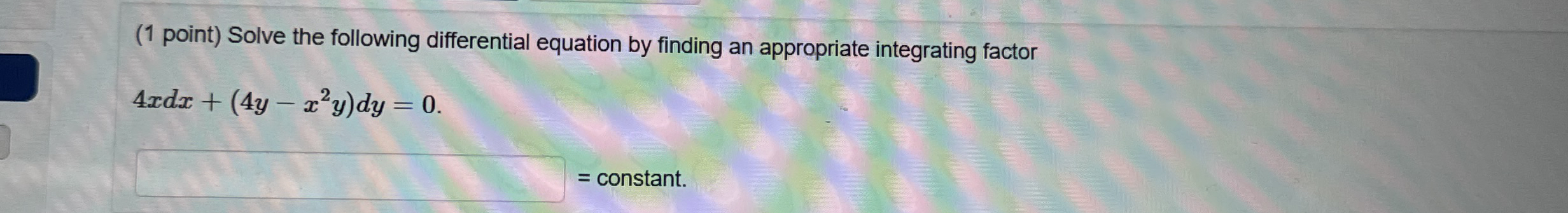 Solved (1 ﻿point) ﻿Solve the following differential equation | Chegg.com