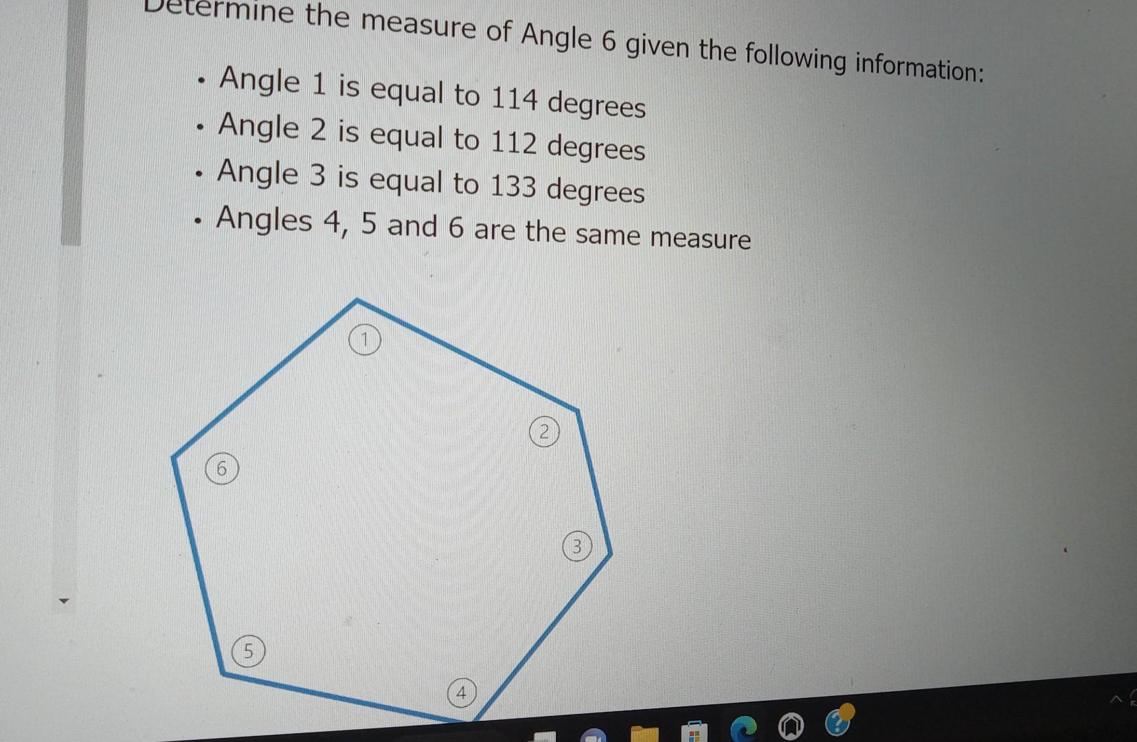 Solved Delermine the measure of Angle 6 given the following | Chegg.com