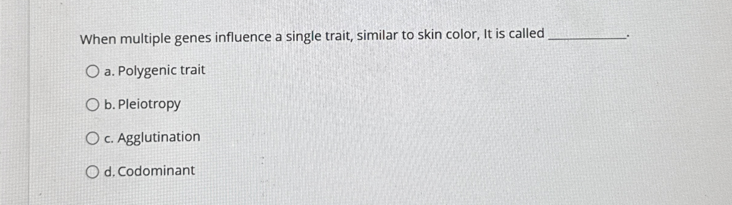 Solved When multiple genes influence a single trait, similar | Chegg.com