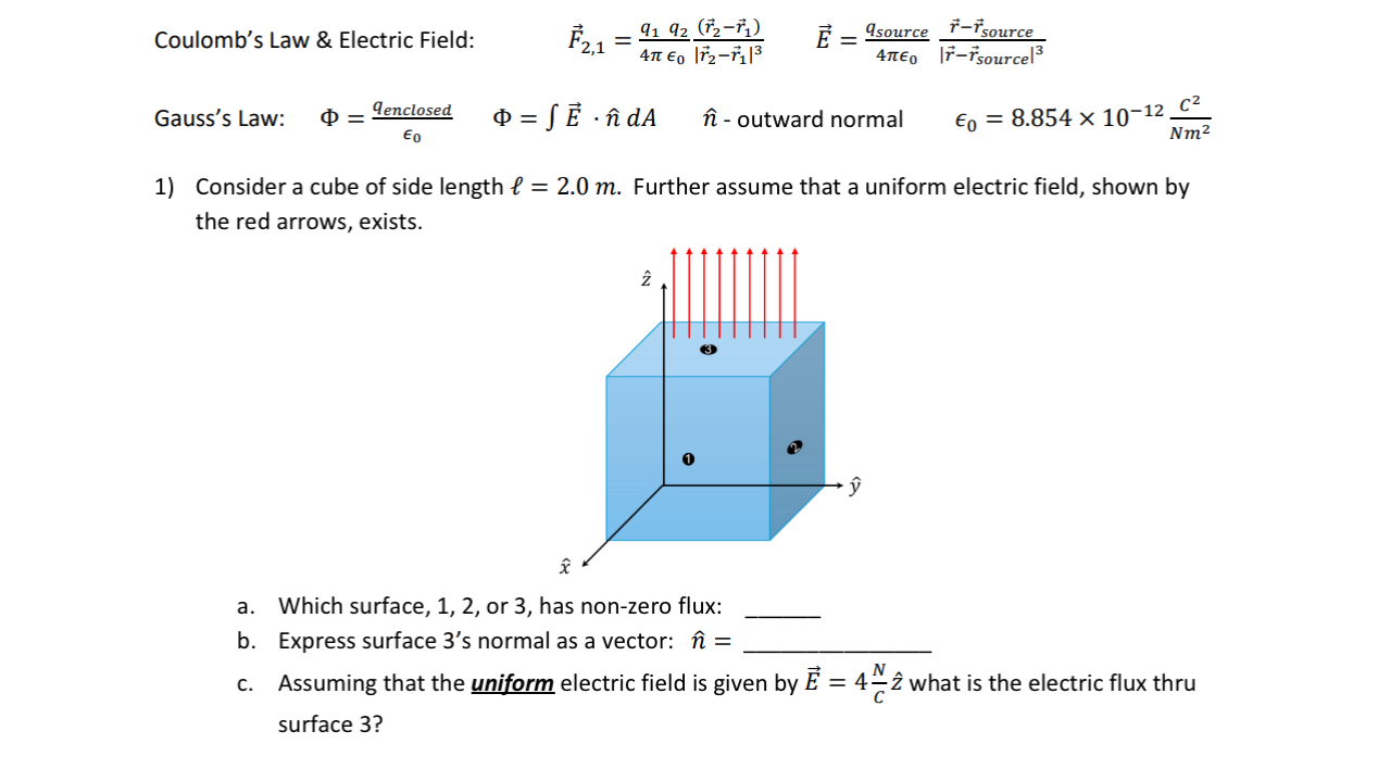 Solved Consider a cube of side length l=2.0m. ﻿Further | Chegg.com