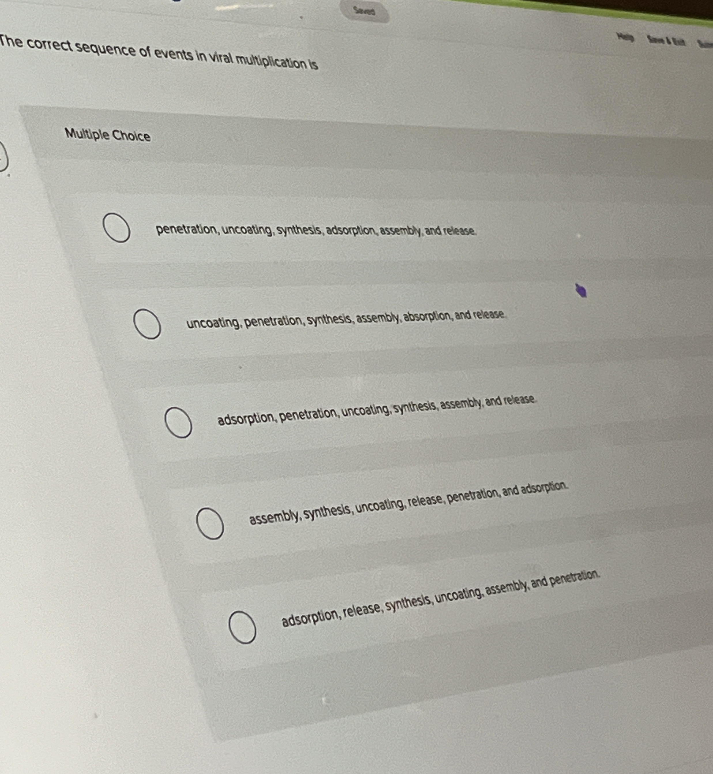 Solved The correct sequence of events in viral | Chegg.com