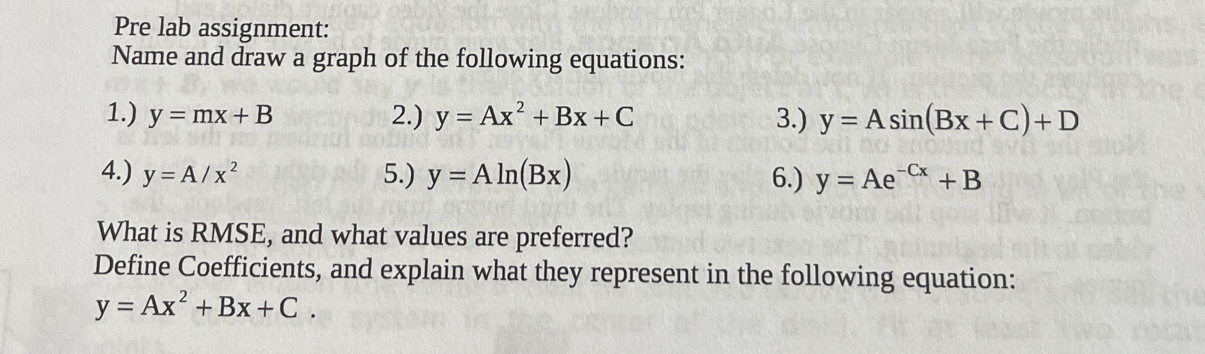 Solved Pre lab assignment:Name and draw a graph of the | Chegg.com