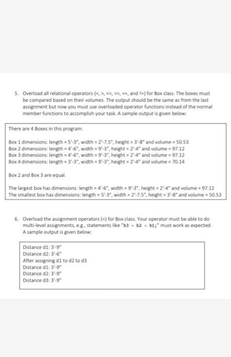 Solved 5. Overload all relational operators ( , , and | Chegg.com