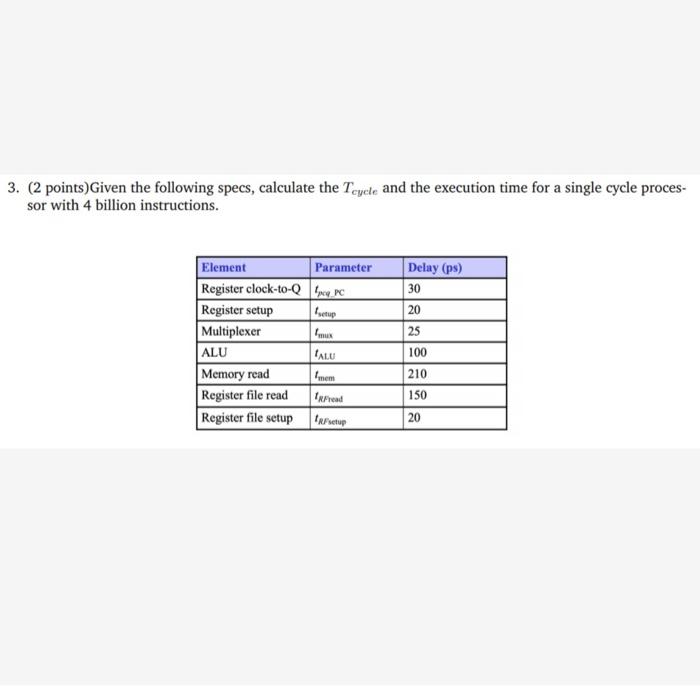 Solved 3. (2 points)Given the following specs, calculate the | Chegg.com