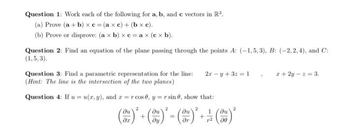 Solved Question 1: Work each of the following for a,b, and c | Chegg.com