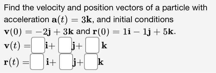 Solved Find the velocity and position vectors of a particle | Chegg.com