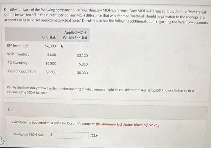 Solved It was the end of the fiscal year, and Dorothy was | Chegg.com