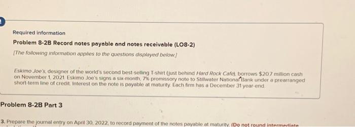 Solved Required information Problem 8-2B Record notes | Chegg.com